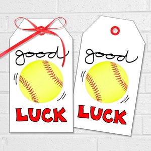 Softball Good Luck Tags, Softball Team Treats and Snacks, Printable ...