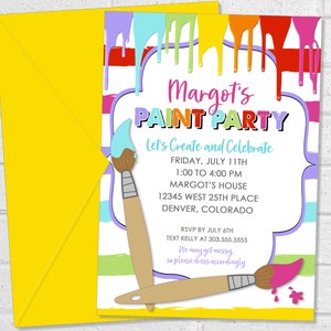 Paint Party Invitation, Kids Art Birthday Party, Paint and Sip With ...