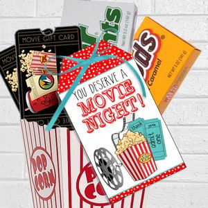 Movie Tags Teacher Gift, Teacher Appreciation Gift Cards, Printable ...