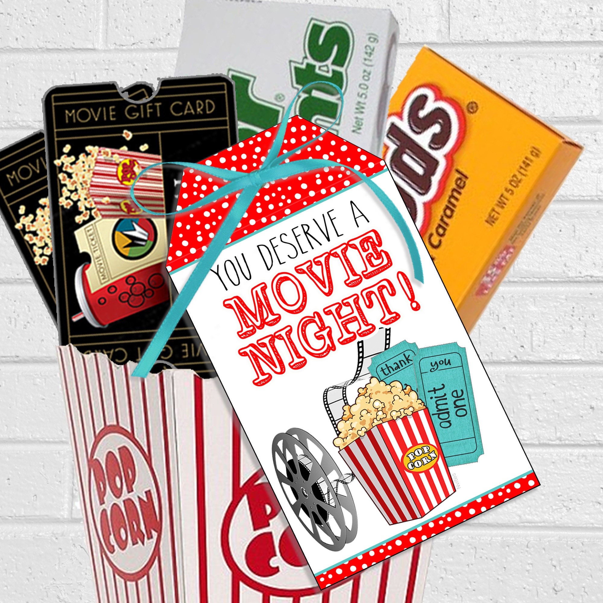 Movie Night Gift Tags, Teacher Appreciation Basket, Employee Thank You ...
