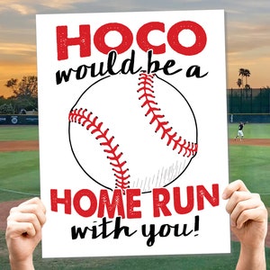 Baseball Homecoming Proposal Sign, HOCO Baseball Home Run, Ask Date to ...
