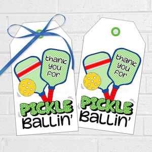 Pickleball Thank You Tags, Printable Pickleball Party Favors and Gift ...