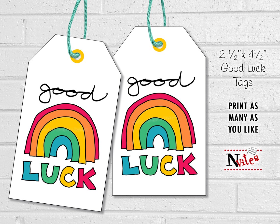 Good Luck Tags with Rainbow Design Printable Lucky Rainbow | Etsy