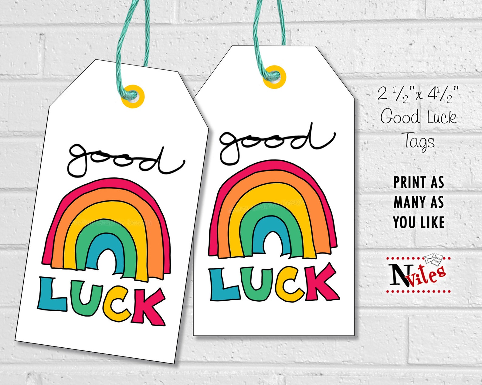 Good Luck Tags With Rainbow Design Printable Lucky Rainbow - Etsy