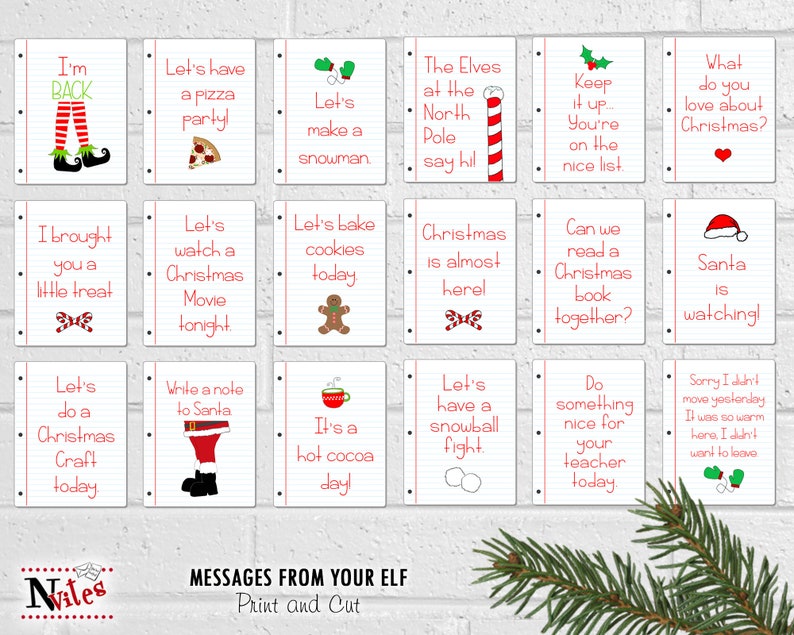 Printable Elf Notes Holiday Cards From Your Elf Messages - Etsy