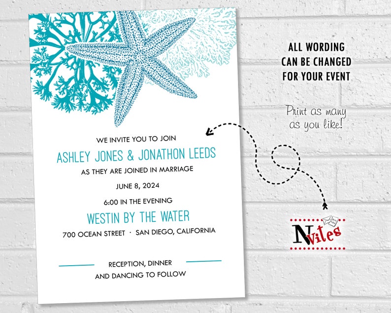 Beach or Ocean Themed Party Invitation Aquarium Event | Etsy