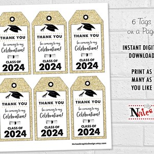 2024 Graduation Tags, Class of 2024 Party Favor Tags, Grad Thank You ...