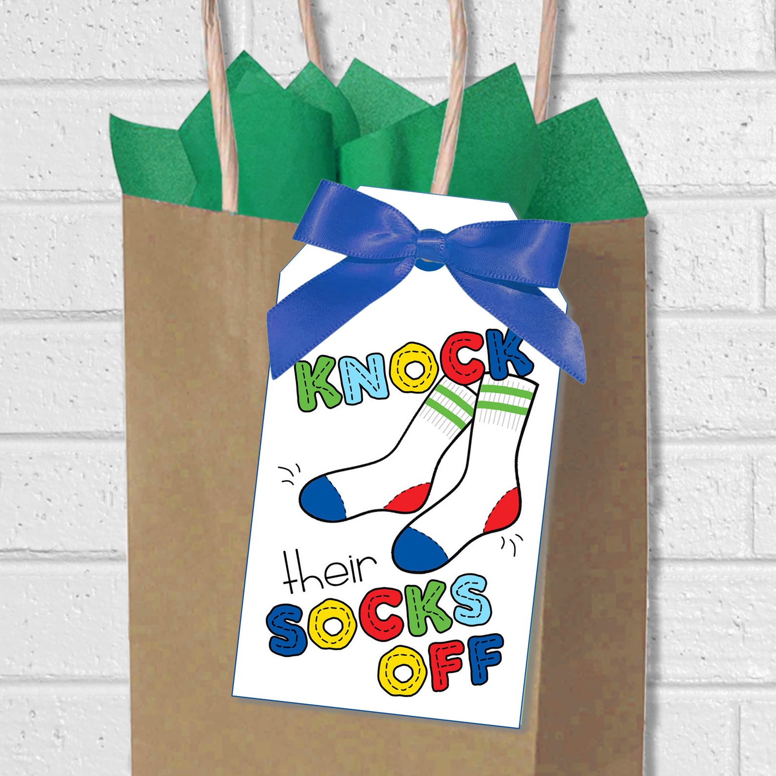 Knock Their Socks off Tags, Good Luck Team Treat Goodie Bags (printable ...