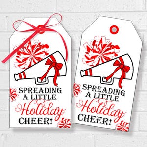 Spreading a Little Holiday Cheer Tags, Printable Cheerleading and Pom ...