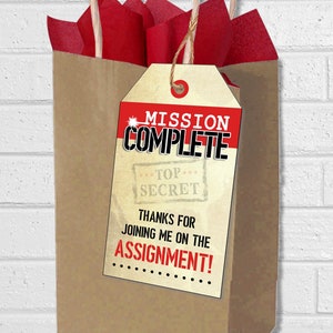 Special Agent Thank You Tags, Mission Complete Labels, Printable Spy ...