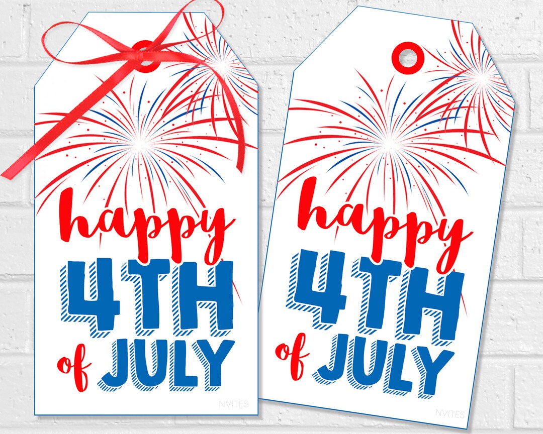 Fourth of July Gift Tag, Happy 4th of July Fireworks Printable Party ...