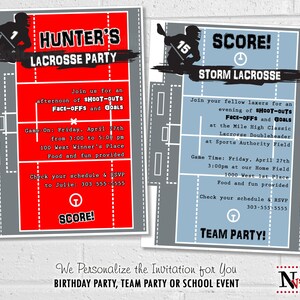 Lacrosse Party Invitation, Lacrosse Team Party or End of Season Banquet ...