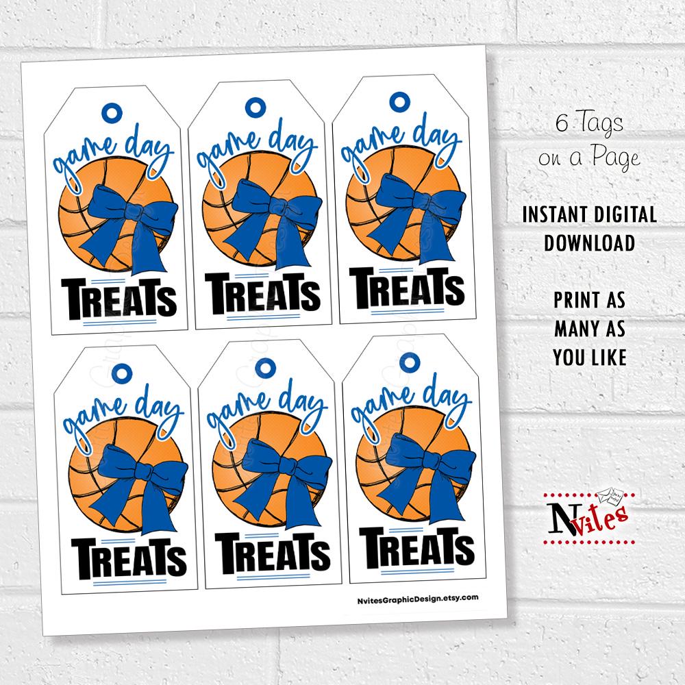 Basketball Game Day Treat Tags, Good Luck Goodie Bag Wrap, Printable ...