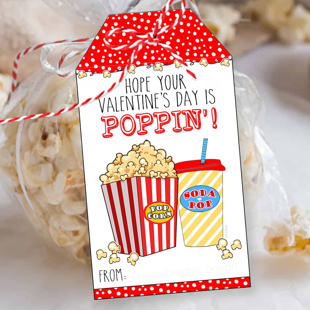 Popcorn Valentine Tags, Printable Popcorn and Soda Pop Classroom ...