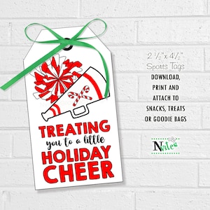 Holiday Cheer Treat Tags, Cheerleading Team Christmas Gift Wrap ...