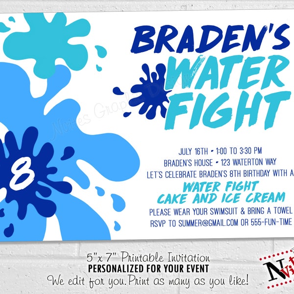 Water Fight Invitation - Etsy