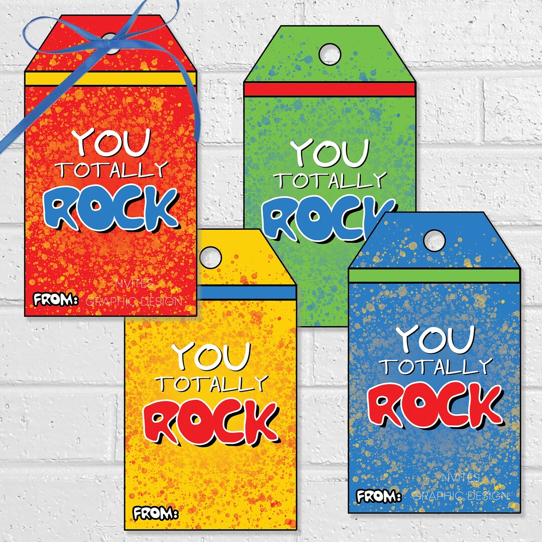 You Totally Rock Gift Tags, Rock Candy or Popping Candy Party Favors ...