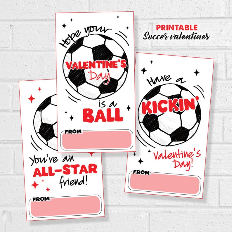 Soccer Valentine Cards, Have a Ball and MVP All Star Printable, Digital ...