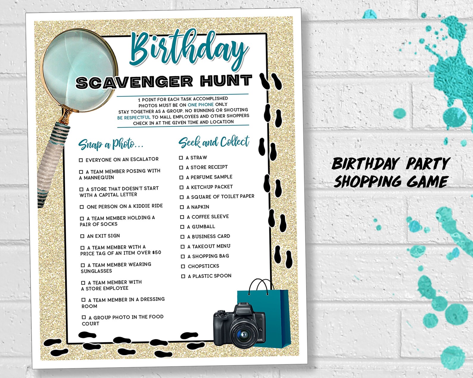 Shopping Scavenger Hunt Invitation Photo Scavenger Hunt | Etsy