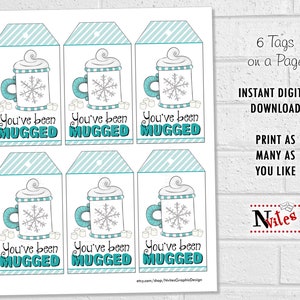 You've Been Mugged Gift Tags, Winter Hot Cocoa Printable (digital ...