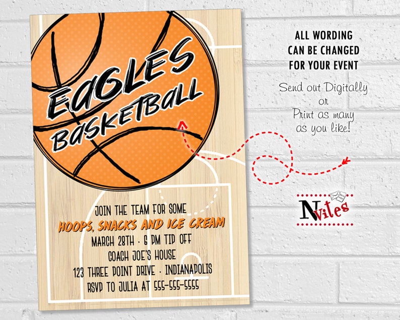 Basketball Party Invitation End of Season Basketball Team - Etsy