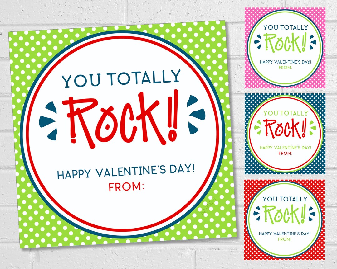 You Rock Valentine, Rock Candy or Popping Candy Valentine Cards ...