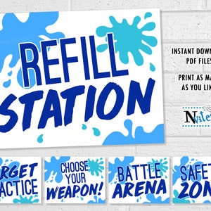 Water War Party Signs, Water Balloon Fight Display Signs, Splash Park ...