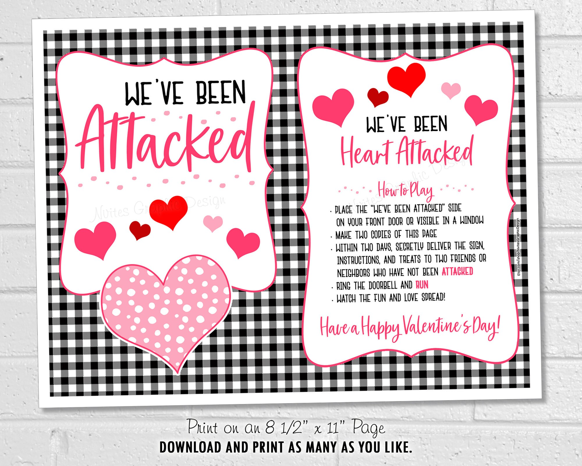 Heart Attack Kids Valentine Game Printable Valentine Neighbor | Etsy