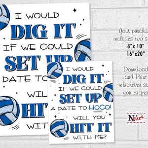 Volleyball Homecoming Proposal Sign: Royal Blue HOCO Poster (digital ...