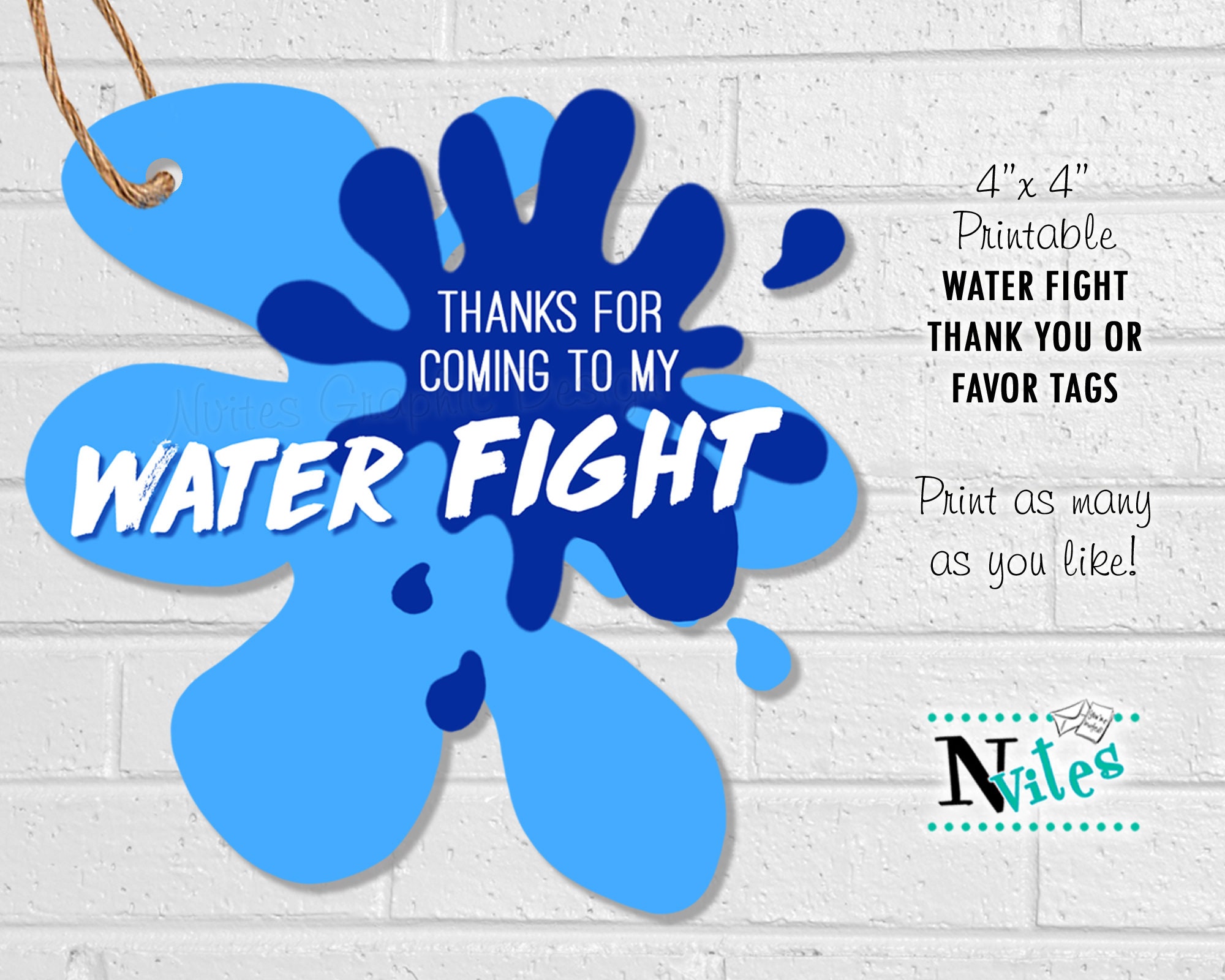 Water Fight Cupcake Toppers Printable Water Balloon Fight | Etsy