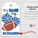 Cheer and Football Good Luck Tags, Football Game Treats, Printable Blue ...