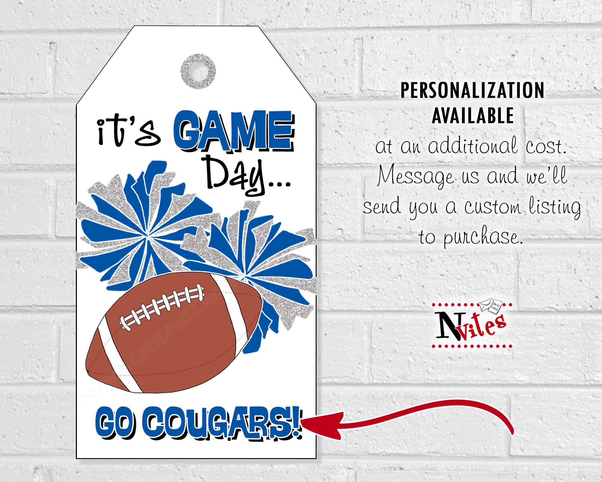 Cheer and Football Good Luck Tags, Football Game Treats, Printable Blue ...
