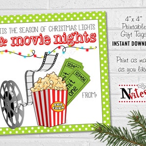 Christmas Movie Night Gift Card Tags (digital Download) - Etsy