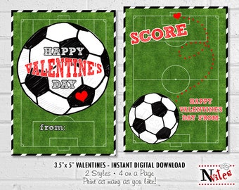 EDITABLE SOCCER Valentine Card / Valentine Printable for Kids / Soccer ...