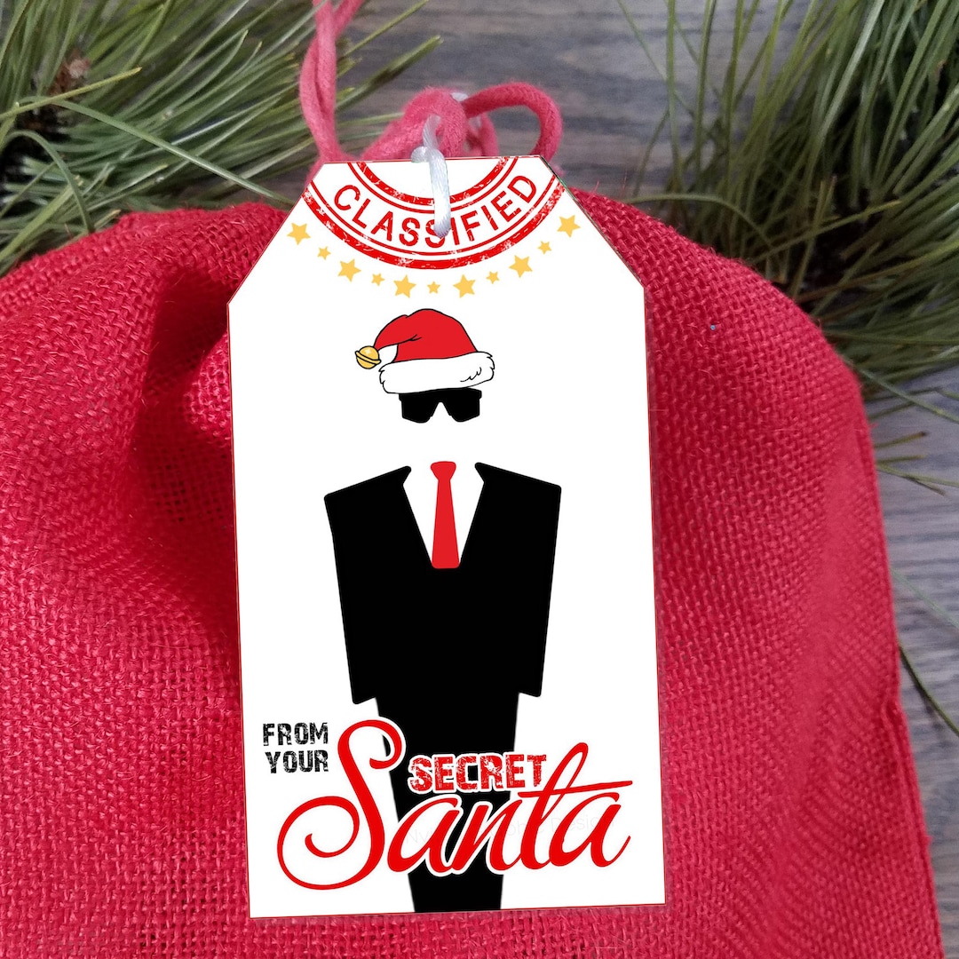 Secret Santa Gift Tags, Mystery Santa Gift Labels, Printable Spy Guy ...