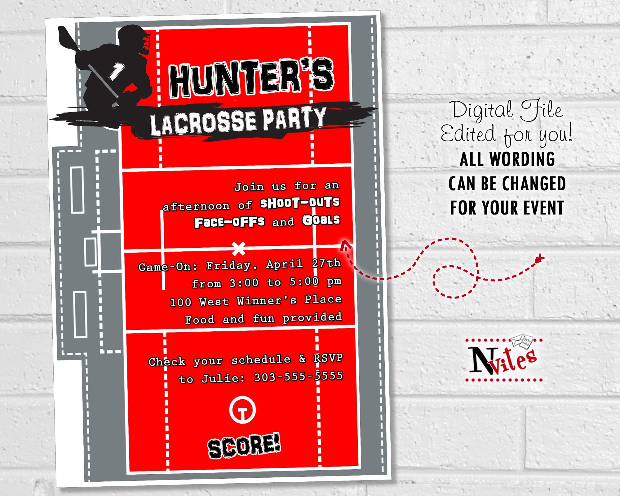 Lacrosse Party Invitation Lacrosse Team Party or End of - Etsy