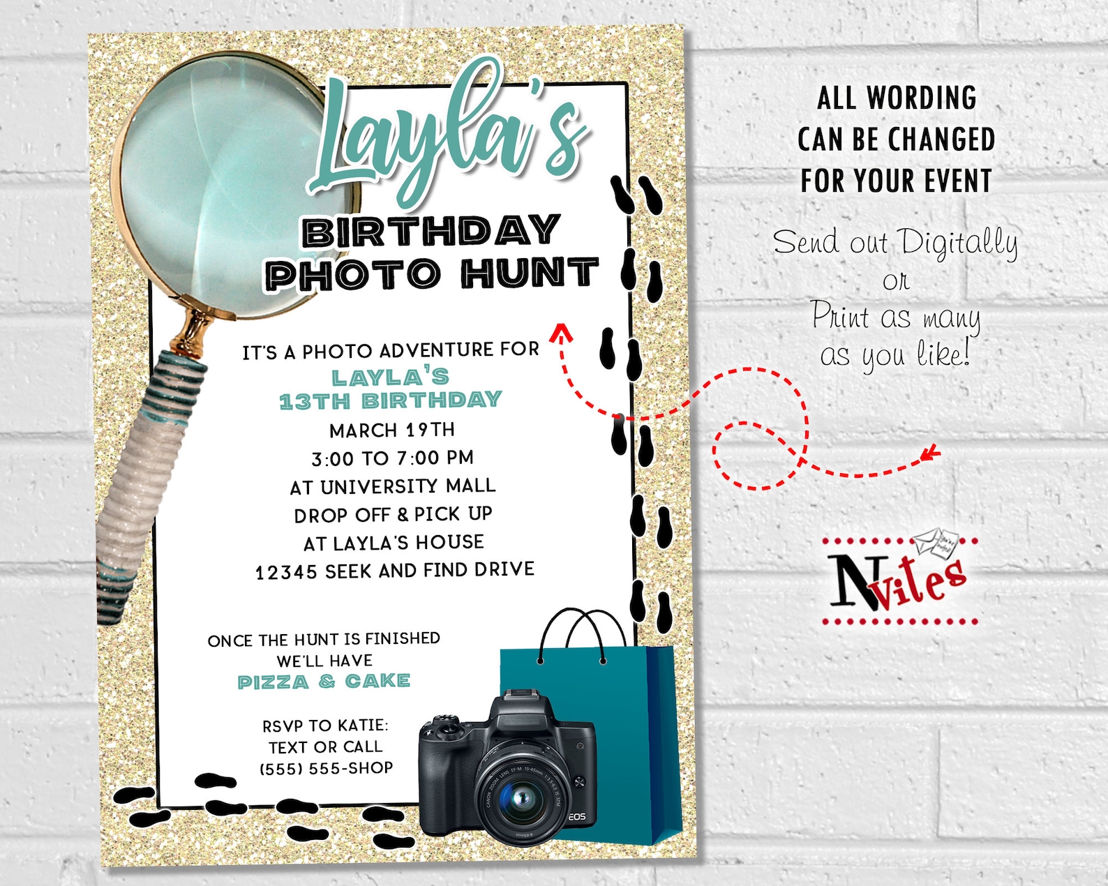 Shopping Scavenger Hunt Invitation, Photo Scavenger Hunt Birthday Party ...
