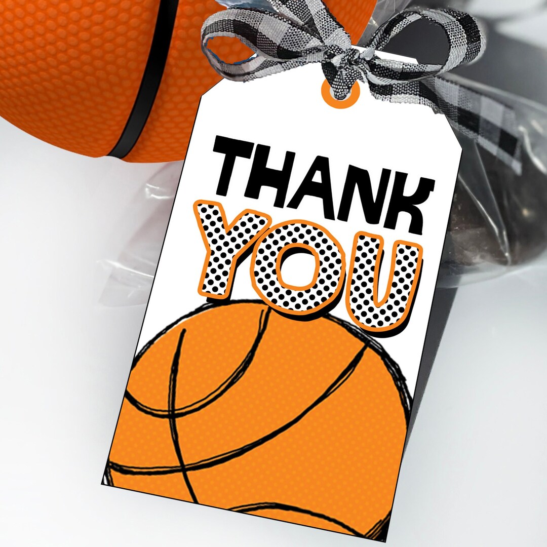 Basketball Thank You Tag, End of Season Basketball Party Favors or ...