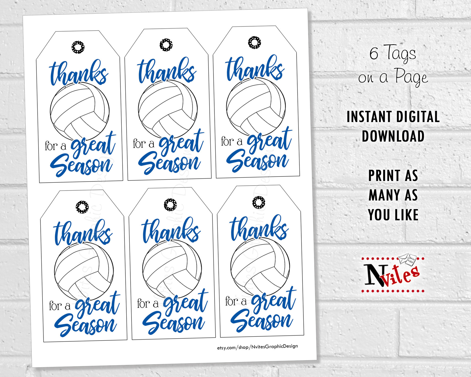 Volleyball Great Season Tags Printable End of Season - Etsy