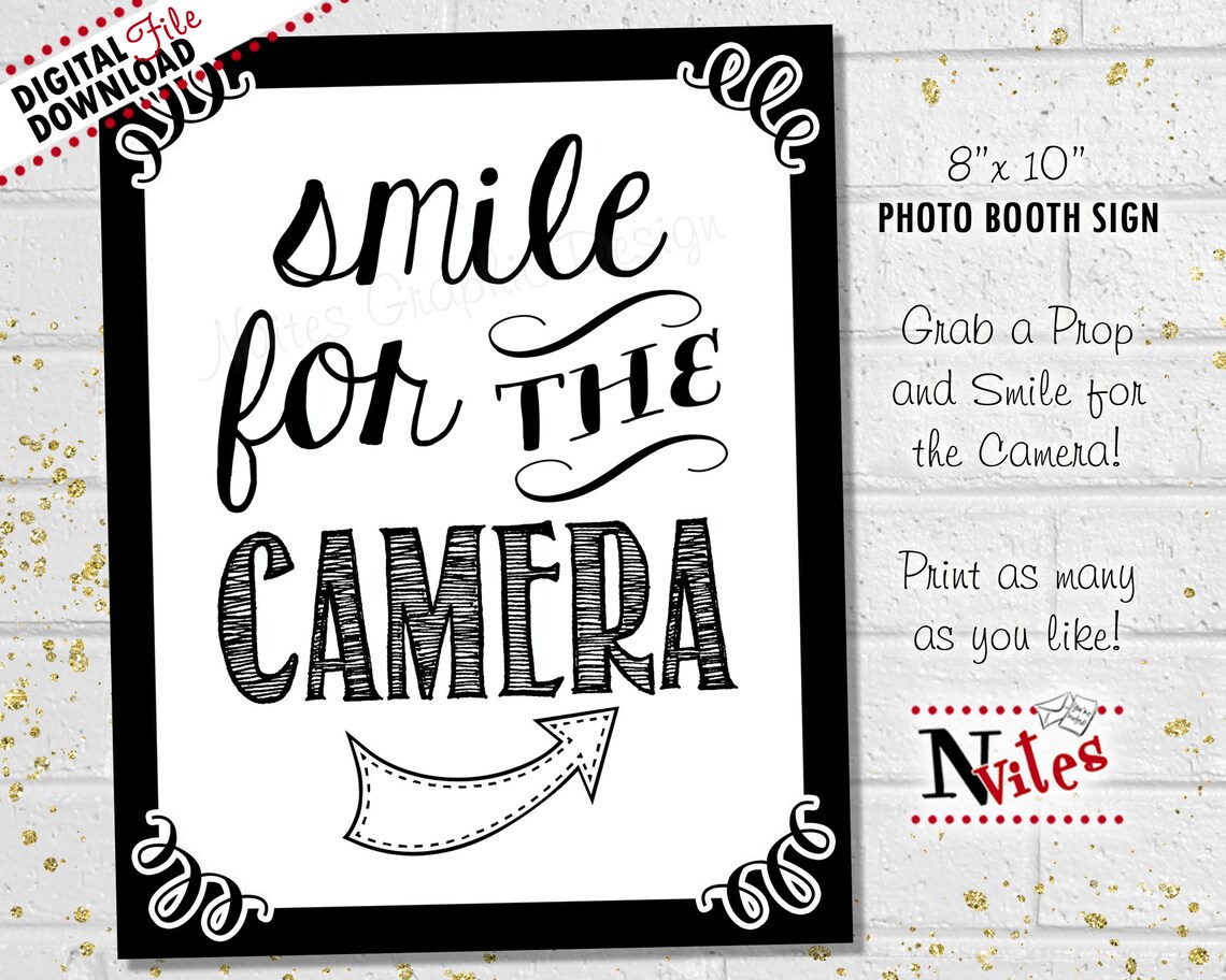 Selfie Photo Prop Display Sign Printable Black and White | Etsy