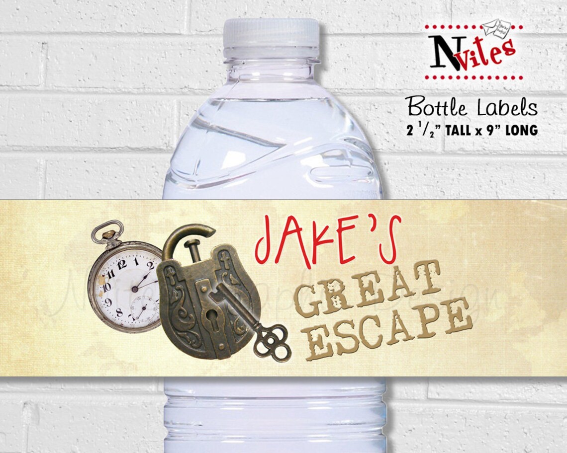 Escape Room Bottle Labels and Drink Wrappers Escape Party - Etsy