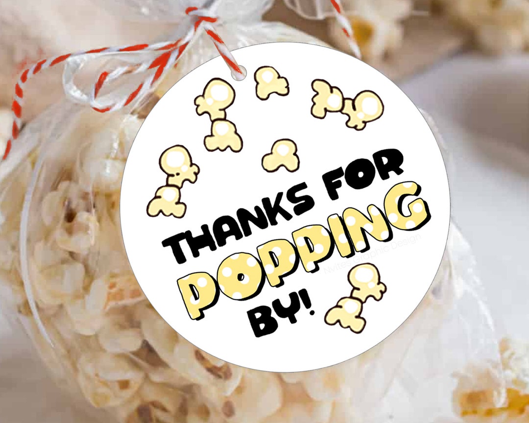 Thanks for Popping by Party Favor Tags, Graduation Popcorn Ball Tags ...