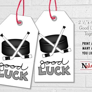 Hockey Good Luck Tags, Hockey Team Treat Tags or Labels, Printable Ice ...