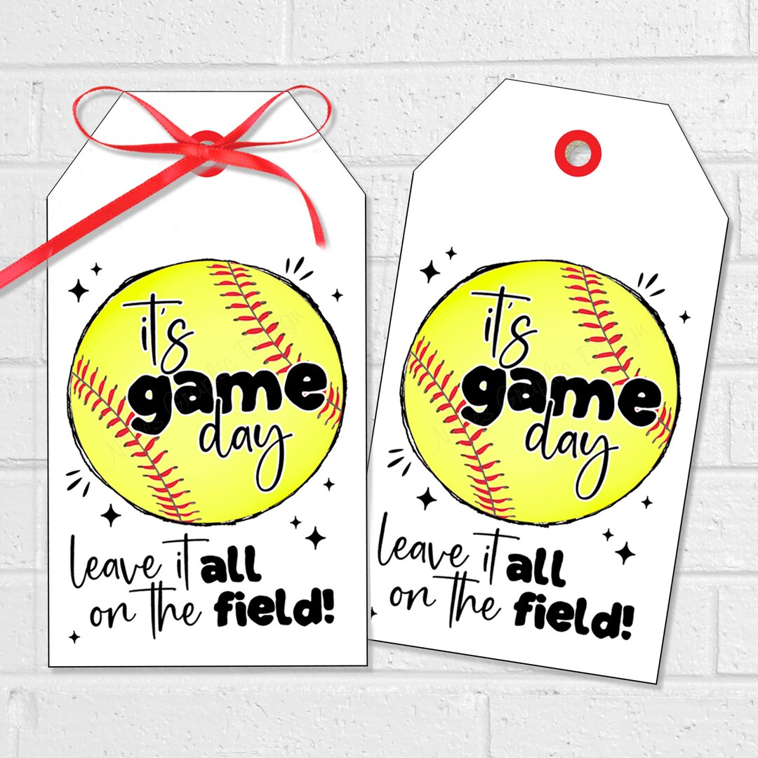 Softball Game Day Good Luck Tags, Team Tournament Treat Label, Leave It ...