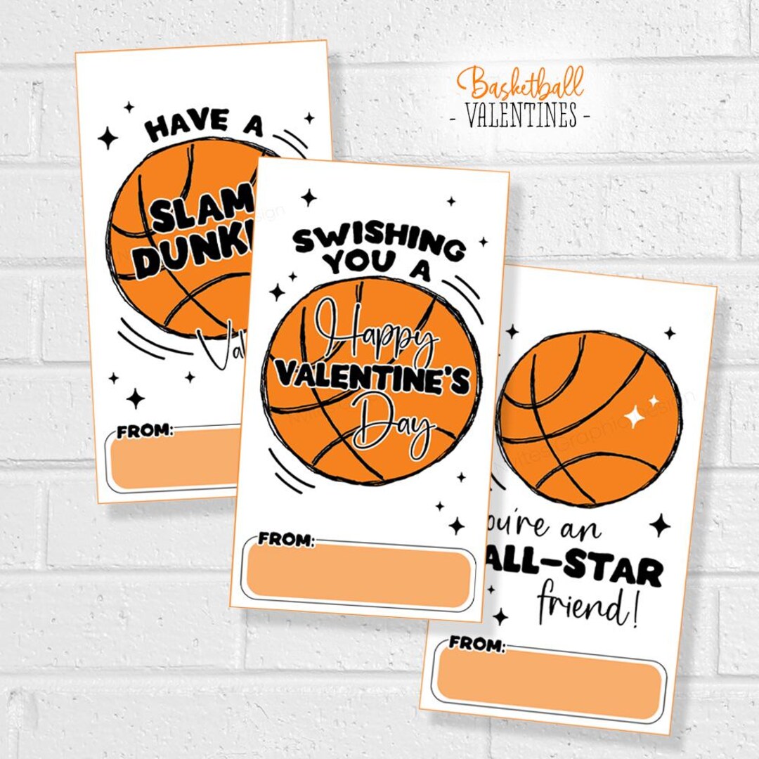 Basketball Valentine Cards, Printable Swishing You a Happy Valentine's ...