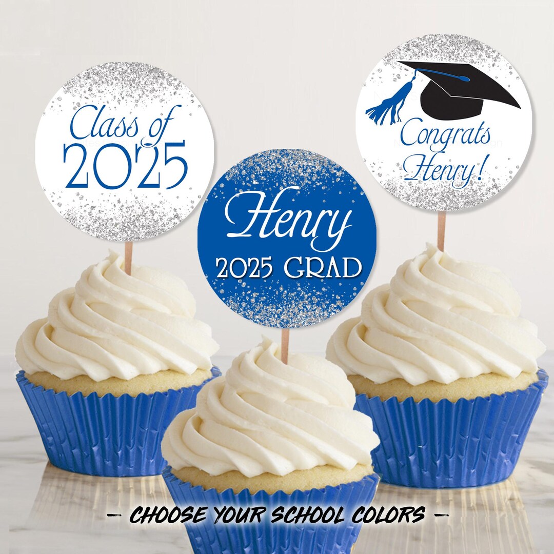 Graduation Cupcake Toppers 2025, Personalized Graduation Party Decor in ...