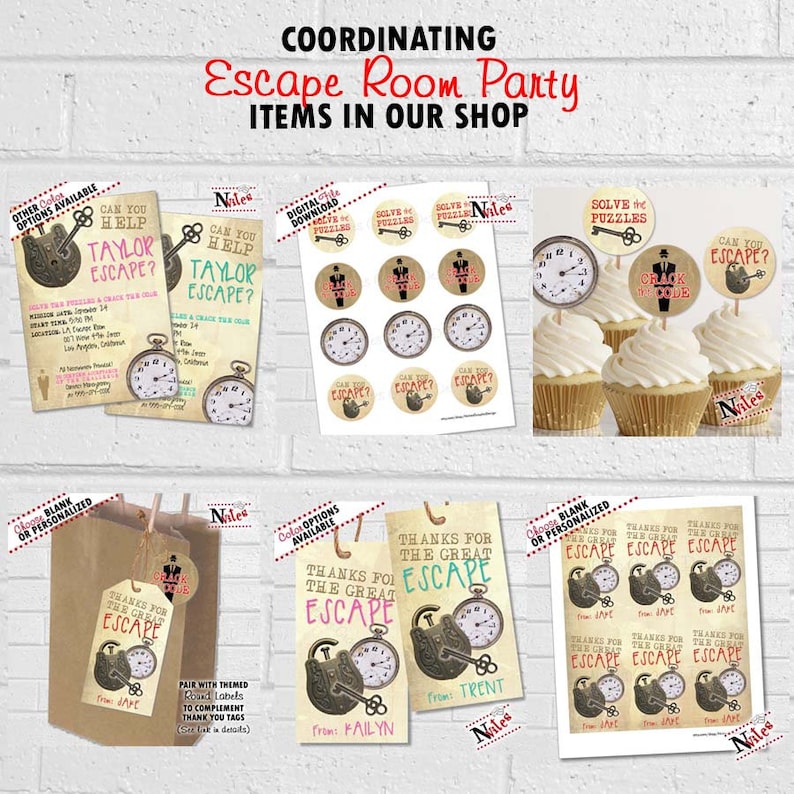 Escape Room Thank You Tags, Printable Spy and Mystery Party Favors ...