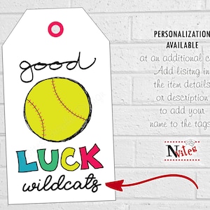 Softball Good Luck Tags, Softball Team Treat Labels, Printable Softball ...