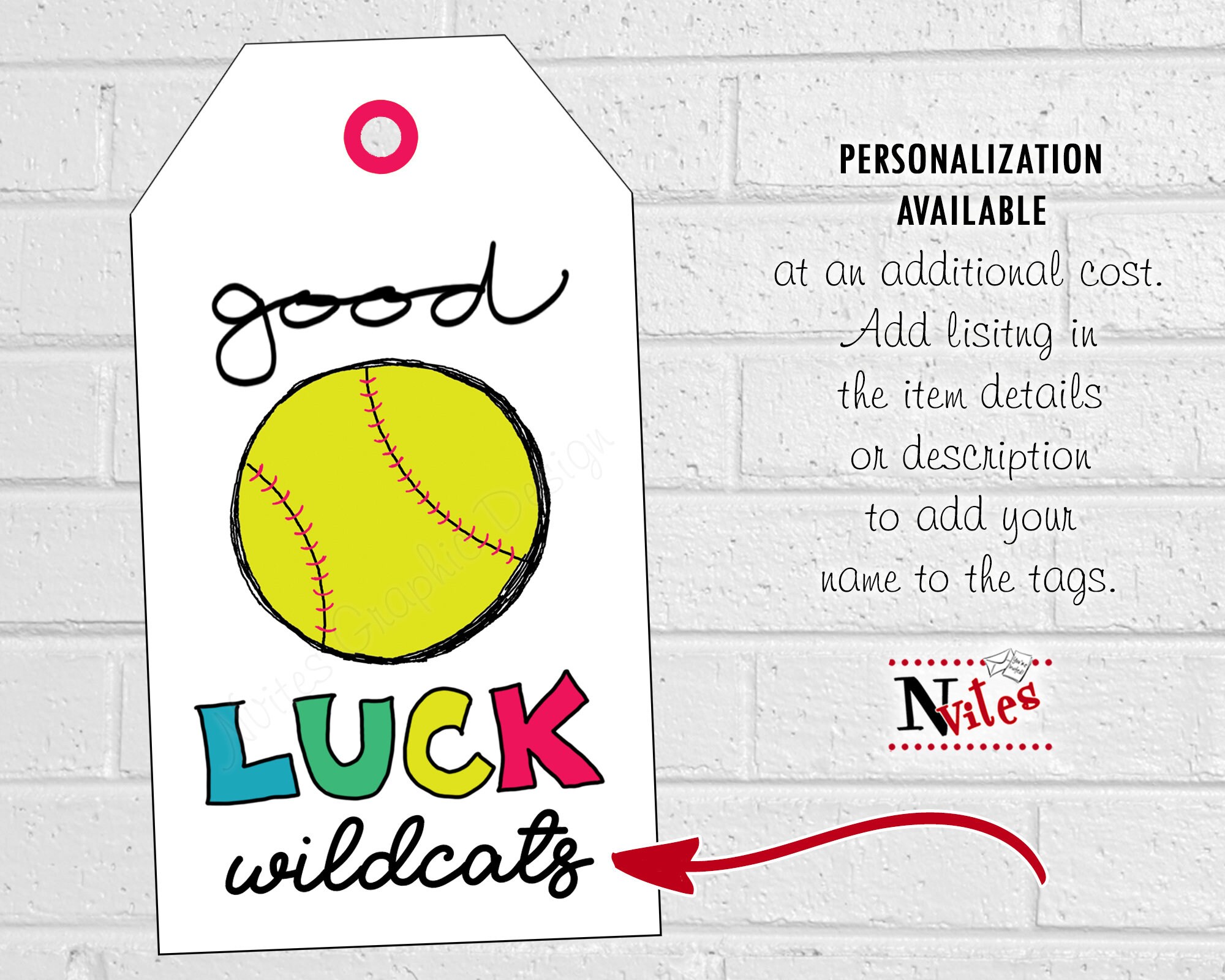 Softball Good Luck Tags Softball Team Treat Labels Printable | Etsy