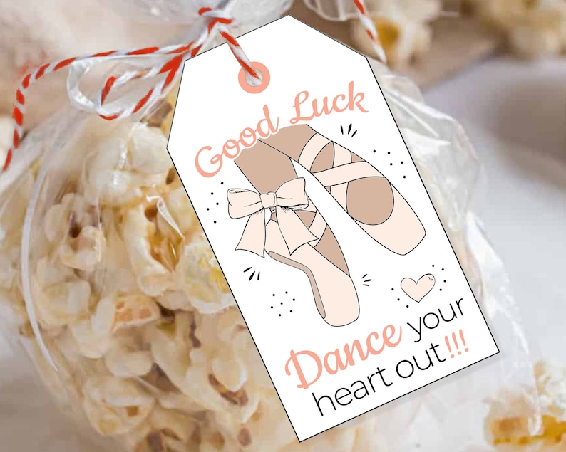 Dance Good Luck Tags: Printable Ballet Slipper With Blush Pink Bow ...